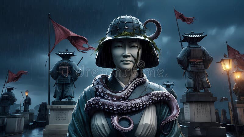 Samurai statues stock illustration. Illustration of mythology - 351081872
