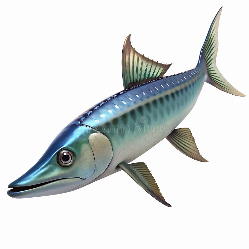 Realistic Illustration of Shiny Blue and Green Barracuda Fish with ...
