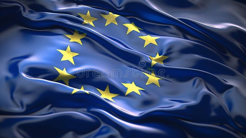 Realistic Illustration of a Silk Flag of the European Union Stock ...