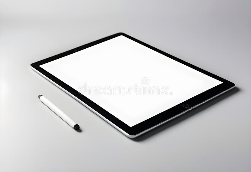 Realistic Illustration of a Tablet with a Blank White Screen Stock ...