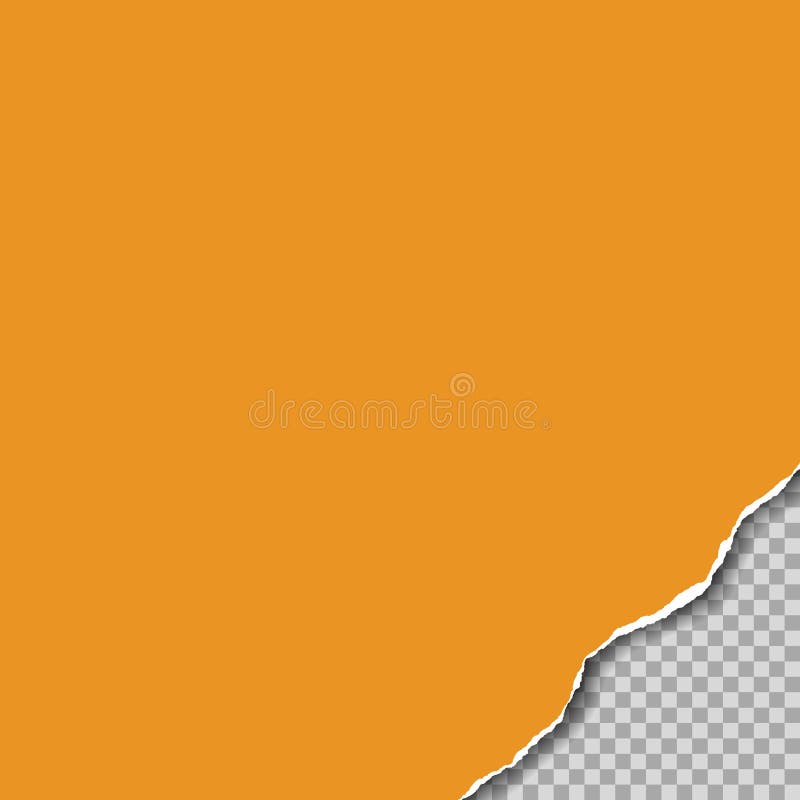 Realistic Illustration of Teared Orange Paper with Torn Corner. on ...