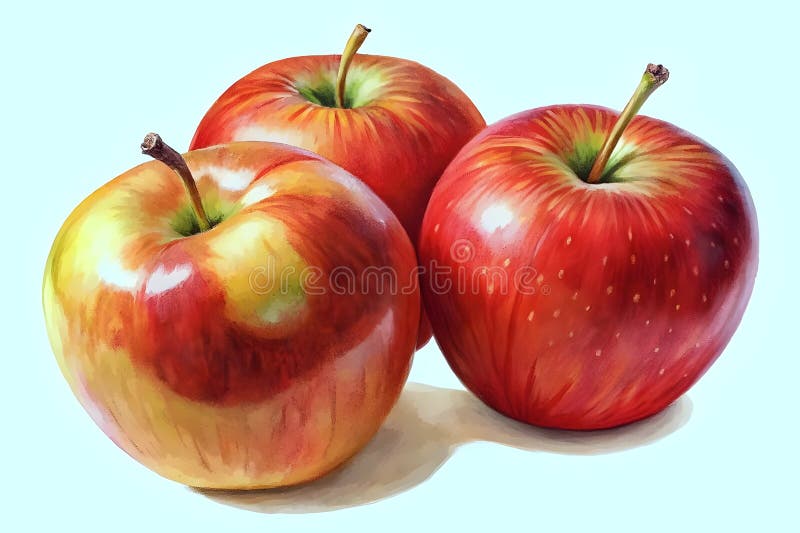 Realistic Illustration of Three Red Apples Stock Illustration ...