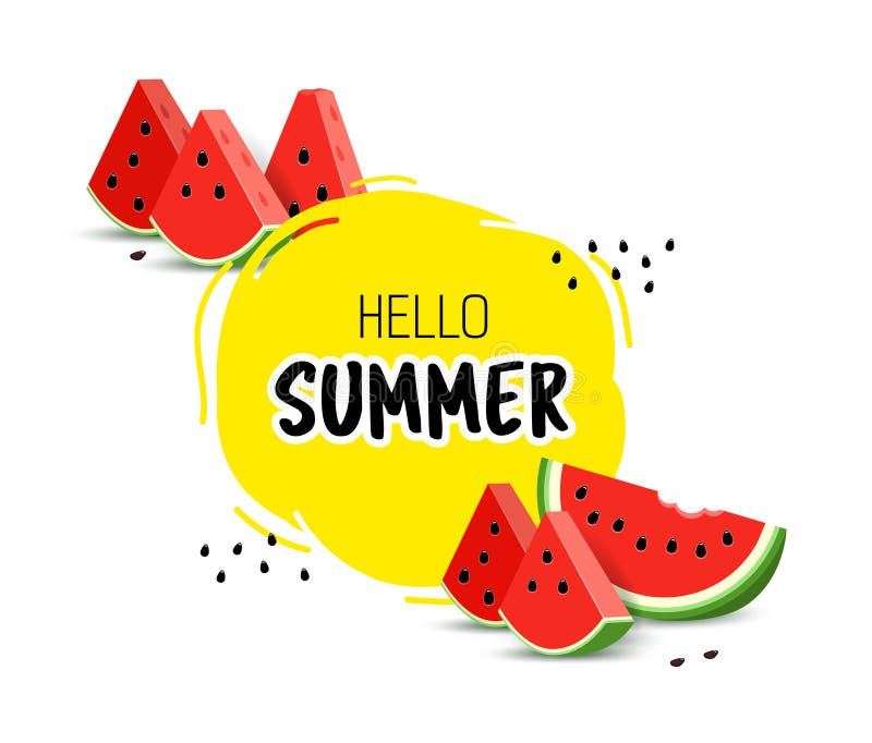 Realistic Illustration of Triangular Watermelon Juicy Slices. Banner ...