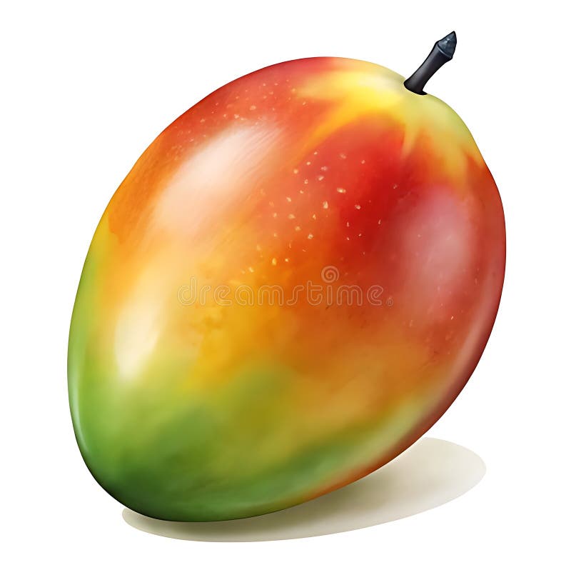 Realistic Illustration of a Vibrant Mango with Leaf Stock Photo - Image ...