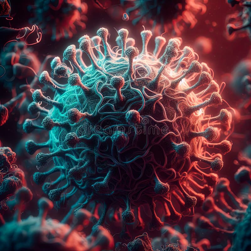 Realistic Illustration of Virus with Color Scanning Electron Micrograph ...