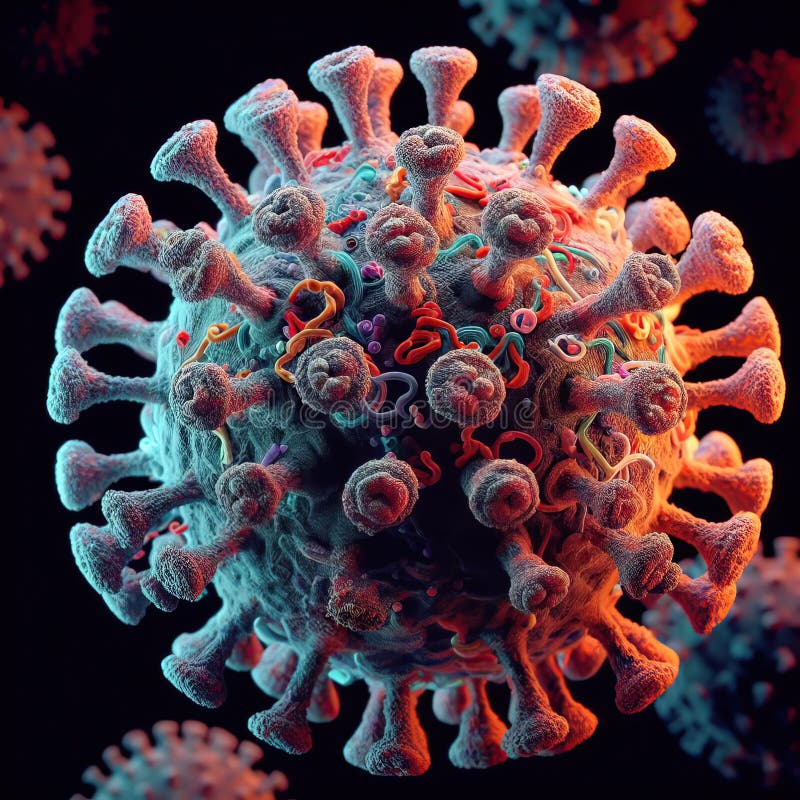 Realistic Illustration of Virus with Color Scanning Electron Micrograph ...