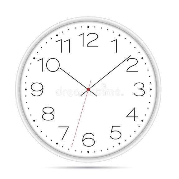 Realistic Illustration of a Wall Clock with a Light Dial, Numbers and a ...