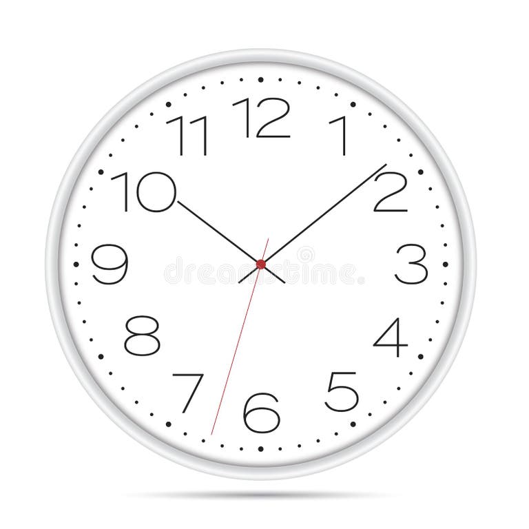 Realistic Illustration of a Wall Clock with a Light Dial, Numbers and a ...