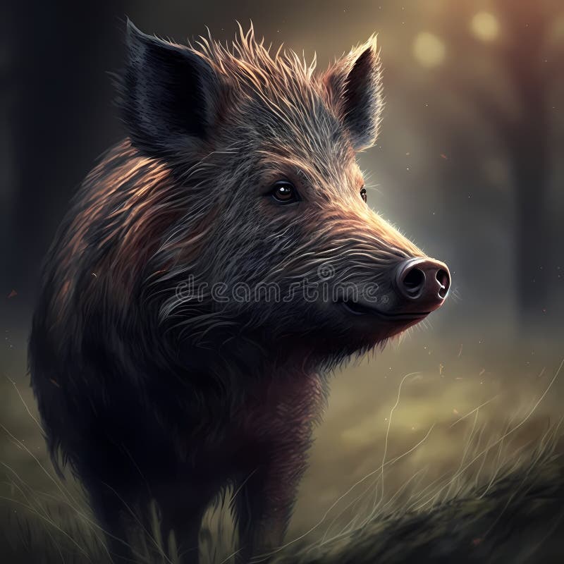 Realistic Illustration of Wild Boar. Generative AI Stock Illustration ...