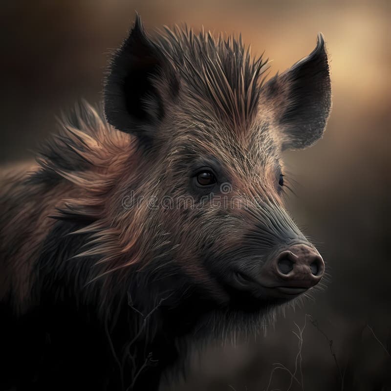 Realistic Illustration of Wild Boar. Generative AI Stock Illustration ...