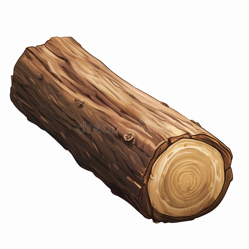 Realistic Wooden Log Illustration with Detailed Bark and Natural ...