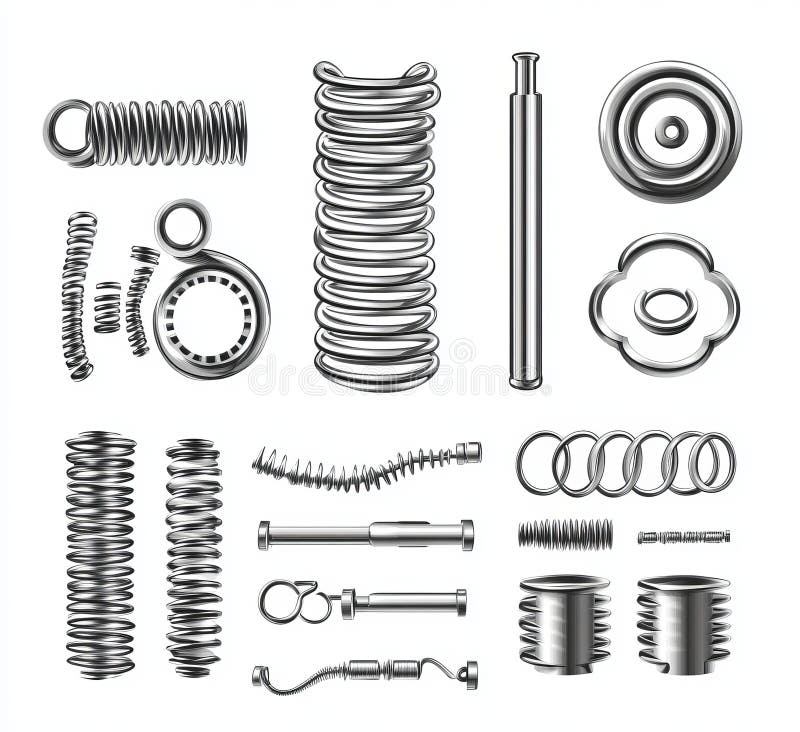 Realistic Illustrations of Flexibly Shaped 3D Steel Metallic Spring ...