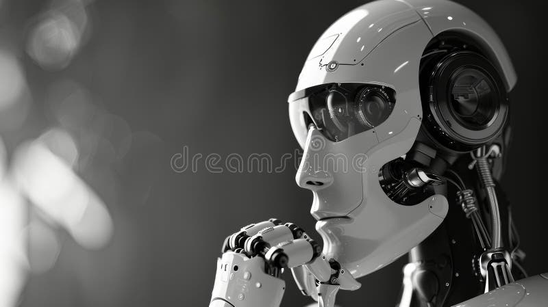 Realistic Image of Ai Robot Engaged in Thoughtful Contemplation for ...