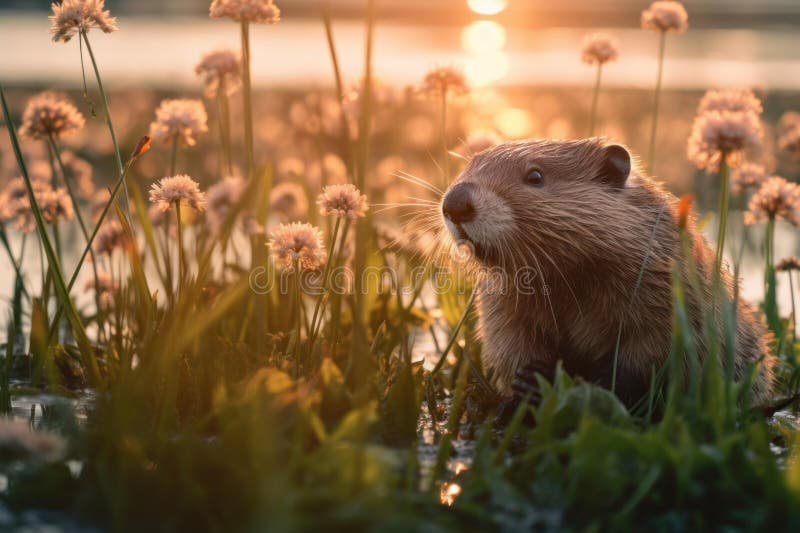 Realistic Image of Beaver that is in the Meadow. Beautiful Illustration ...
