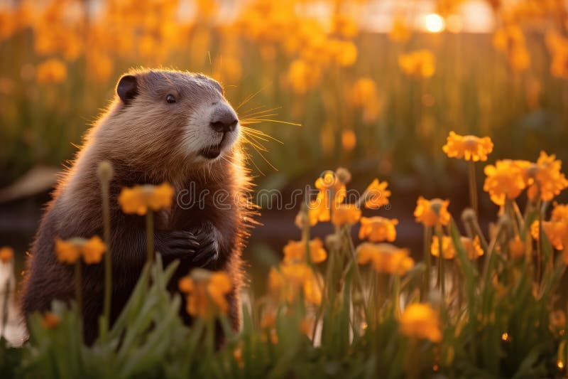 Realistic Image of Beaver that is in the Meadow. Beautiful Illustration ...
