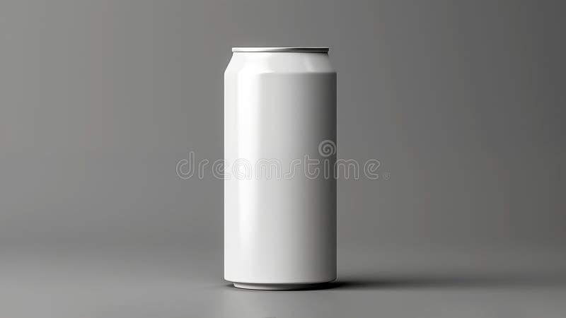 A Realistic Image of a Blank White Beer Can Mockup on Gray Background ...