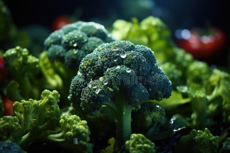 Realistic Image of Broccoli in Colorful Ba Stock Illustration ...