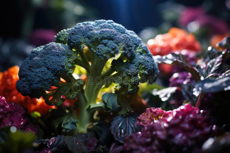Realistic Image of a Broccoli in a Colorful Ba Stock Illustration ...