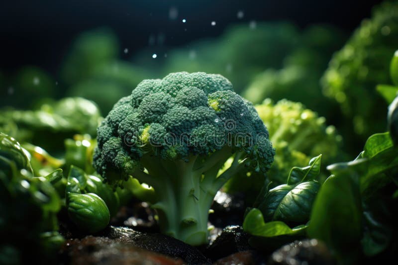 Realistic Image of Broccoli in Colorful Ba Stock Illustration ...