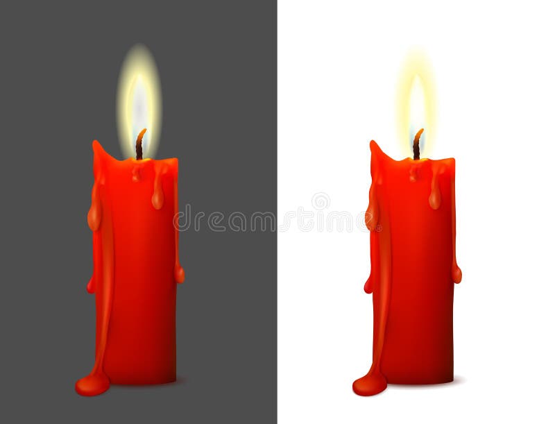 Realistic Image of a Burning Candle with Wax Drips Stock Vector ...