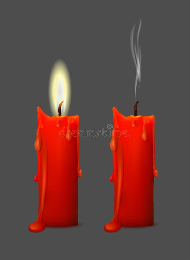 Realistic Image of a Burning Candle with Wax Drips Stock Vector ...