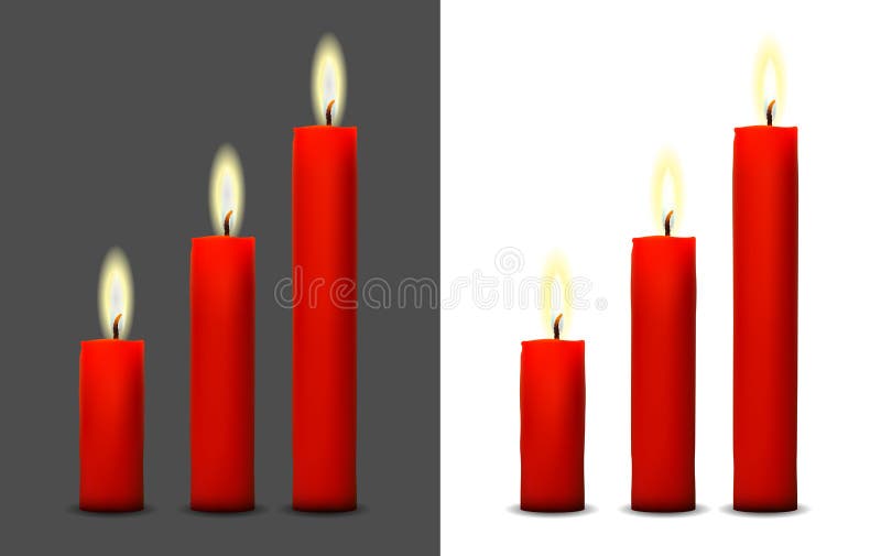 Realistic Image of a Burning Red Candle Stock Vector - Illustration of ...