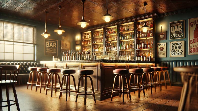 Cozy and Inviting Bar Interior Design Stock Illustration - Illustration ...