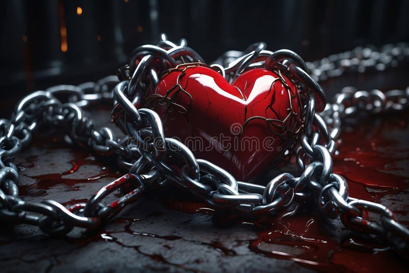 Realistic Image of a Chained Heart Stock Illustration - Illustration of ...