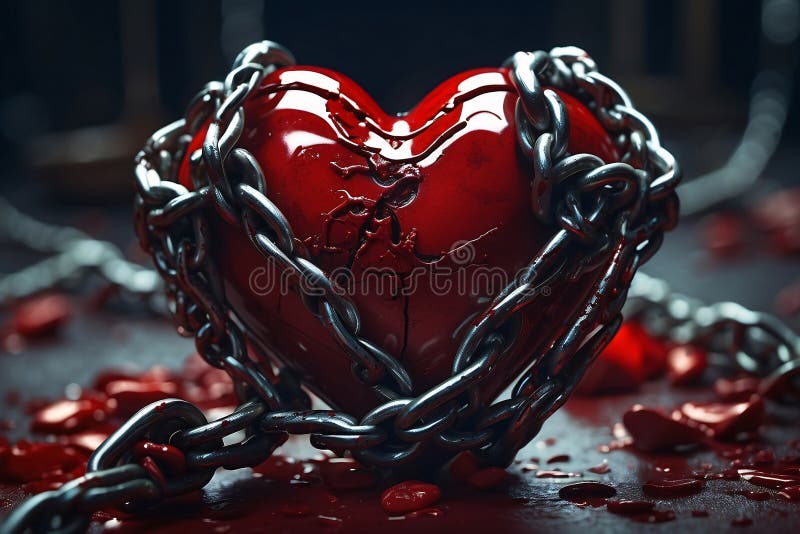 Realistic Image of a Chained Heart Stock Illustration - Illustration of ...