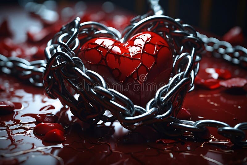 Realistic Image of a Chained Heart Stock Illustration - Illustration of ...