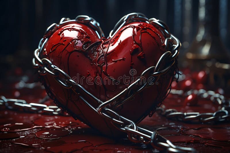 Realistic Image of a Chained Heart Stock Illustration - Illustration of ...