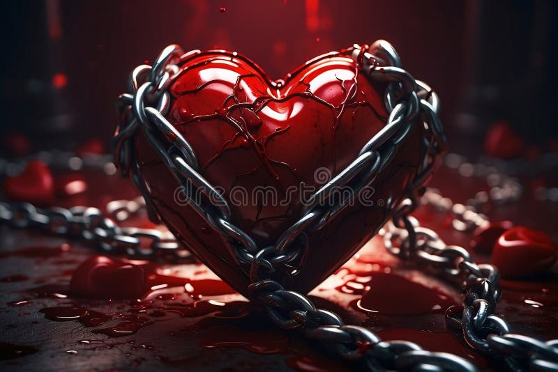 Realistic Image of a Chained Heart Stock Illustration - Illustration of ...
