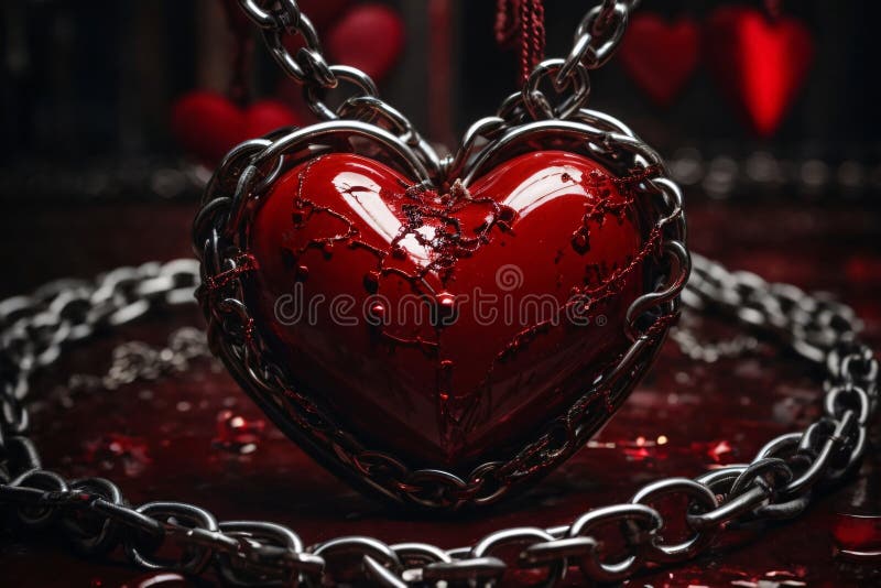 Realistic Image of a Chained Heart Stock Illustration - Illustration of drops, icing: 297626601
