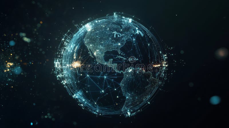 Realistic Image of Earth with Digital Connections Showcasing a ...
