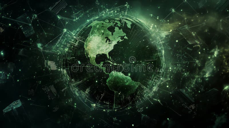 Realistic Image of Earth Illustrating a Global Digital Network and ...