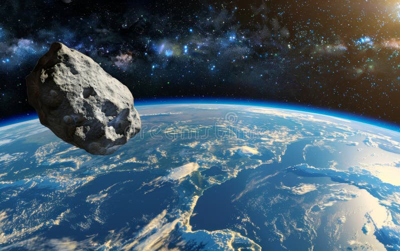 A Realistic Image of Earth from Space, Featuring a Detailed Asteroid ...