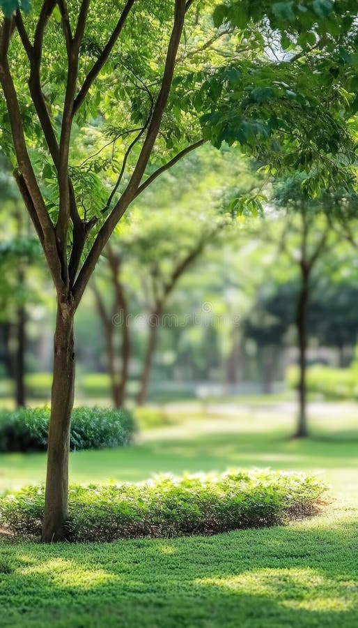 Realistic Image Featuring Garden Trees with a Defocused Bokeh ...