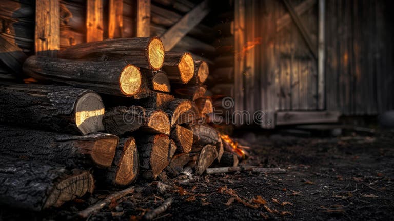 Realistic Image of Firewood Logs Showcasing Unique Wood Patterns in a ...