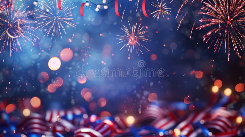 Realistic Image of Fireworks and Patriotic Decorations for Patriot Day ...