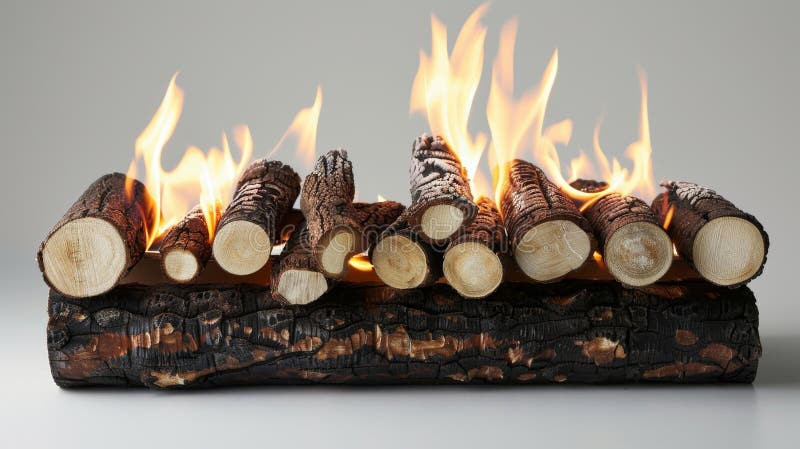 Realistic Image of Flames Erupting from Burning Logs Highlighting Fire ...