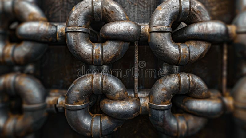 Realistic Image of Intertwined Iron Pipes Creating an Intricate ...