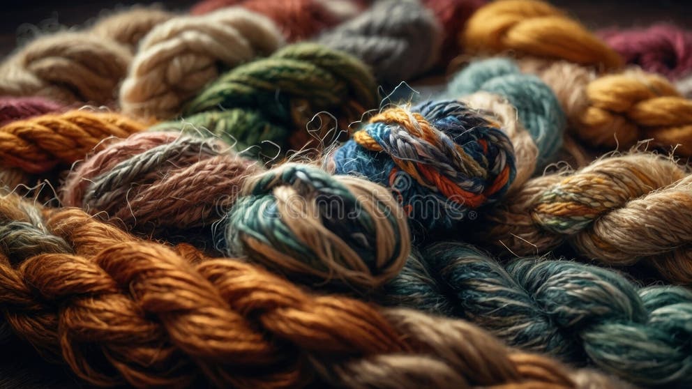 Realistic Image of Knitting Threads of Different Textures Hairy ...