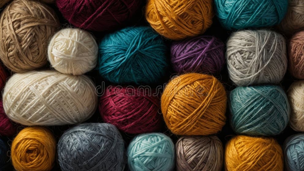 Realistic Image of Knitting Threads of Different Textures Hairy ...