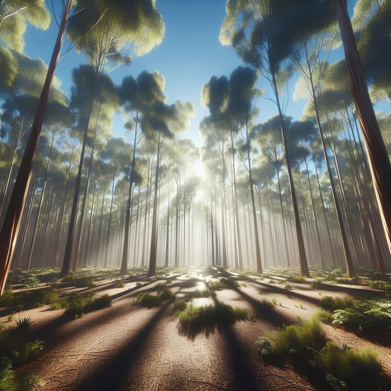 Eucalyptus Forest Created with AI Stock Illustration - Illustration of ...