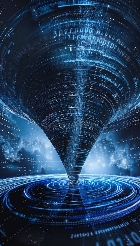 Realistic Image of a Large Funnel Overflowing with Data Streams ...