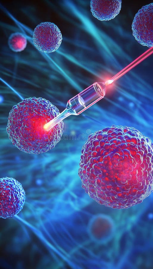 Realistic Image of Laser Targeting Cells Showcasing Precision in ...