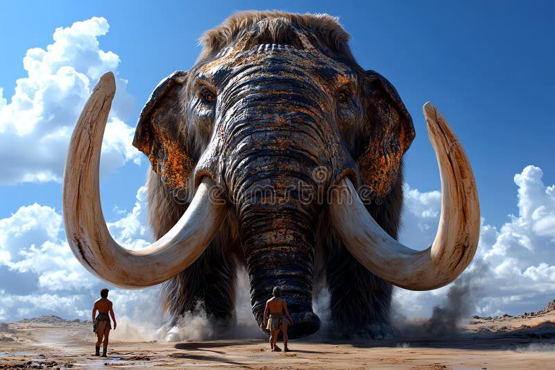 A Realistic Image of a Mammoth Interacting with Early Humans, Perhaps ...