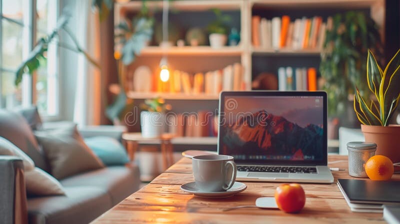 Realistic Image Minimalist Style for Work Station at Home. Work from ...