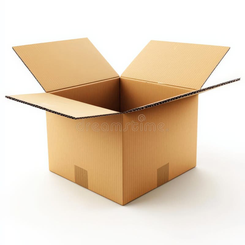 A Realistic Image of an Open Cardboard Box with Flaps Lifted ...