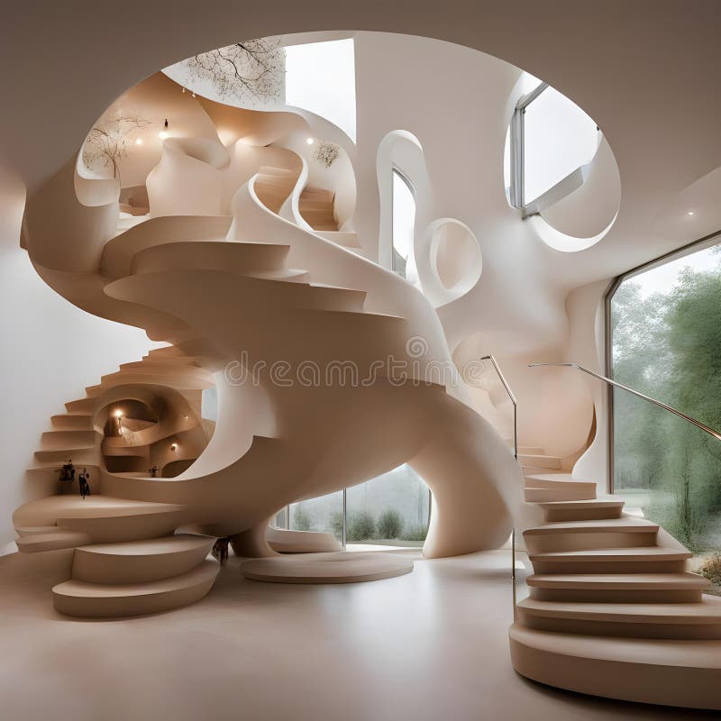 A Spiraling Snail Shell House with Spiral Staircases and Whimsical Design Elements Stock ...